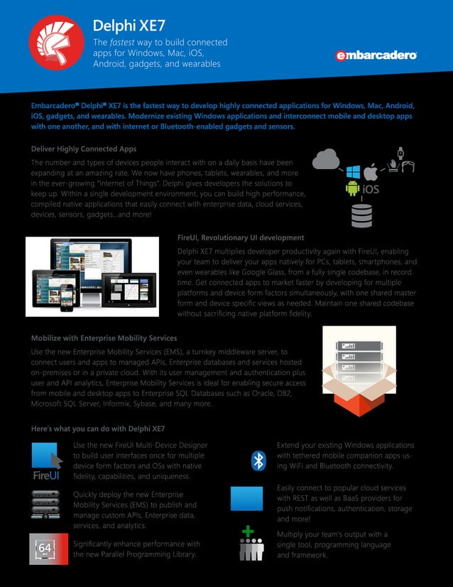 Delphi XE7 Datasheet - The fastest way to build connected apps for ...
