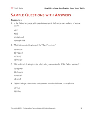 Delphi developer certification study guide | PDF