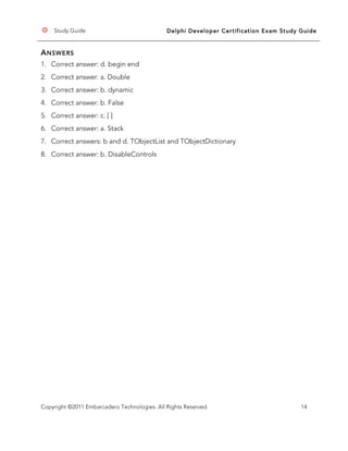 Delphi developer certification study guide | PDF