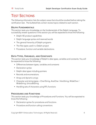 Delphi developer certification study guide | PDF