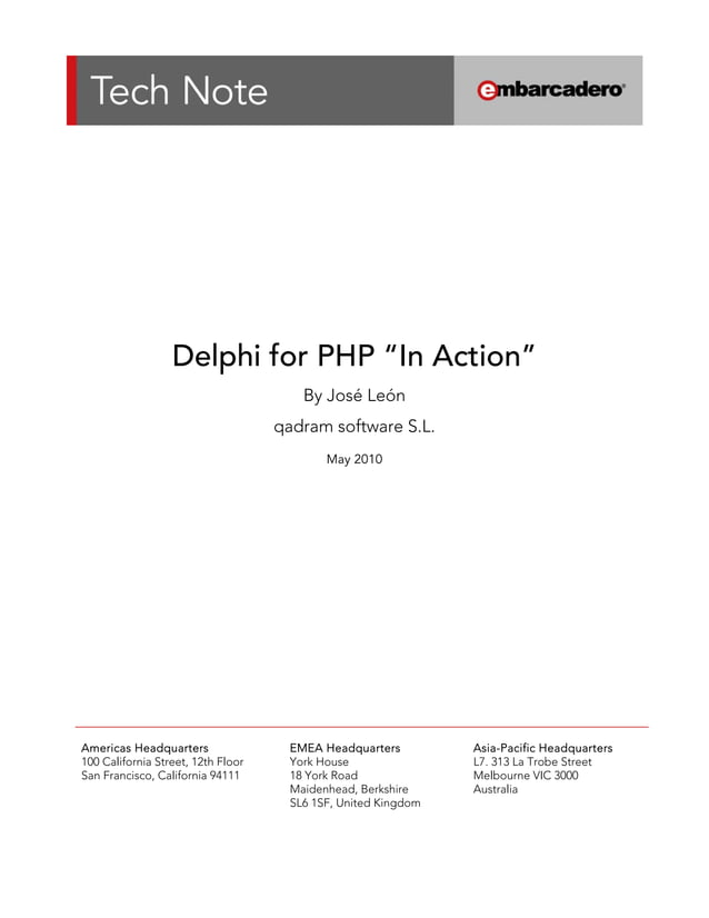Delphi for PHP “In Action” | PDF | Programming Languages | Computing