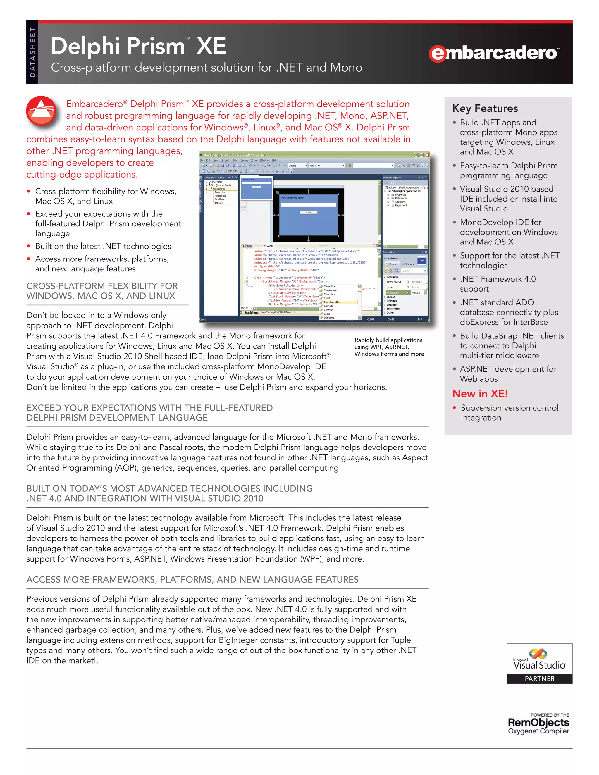Delphi Prism XE Datasheet | PDF