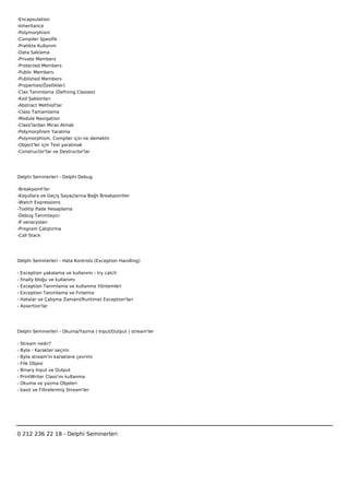 Delphi seminerleri | PDF
