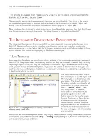 Top Ten Reasons to Upgrade from Delphi 7 | PDF