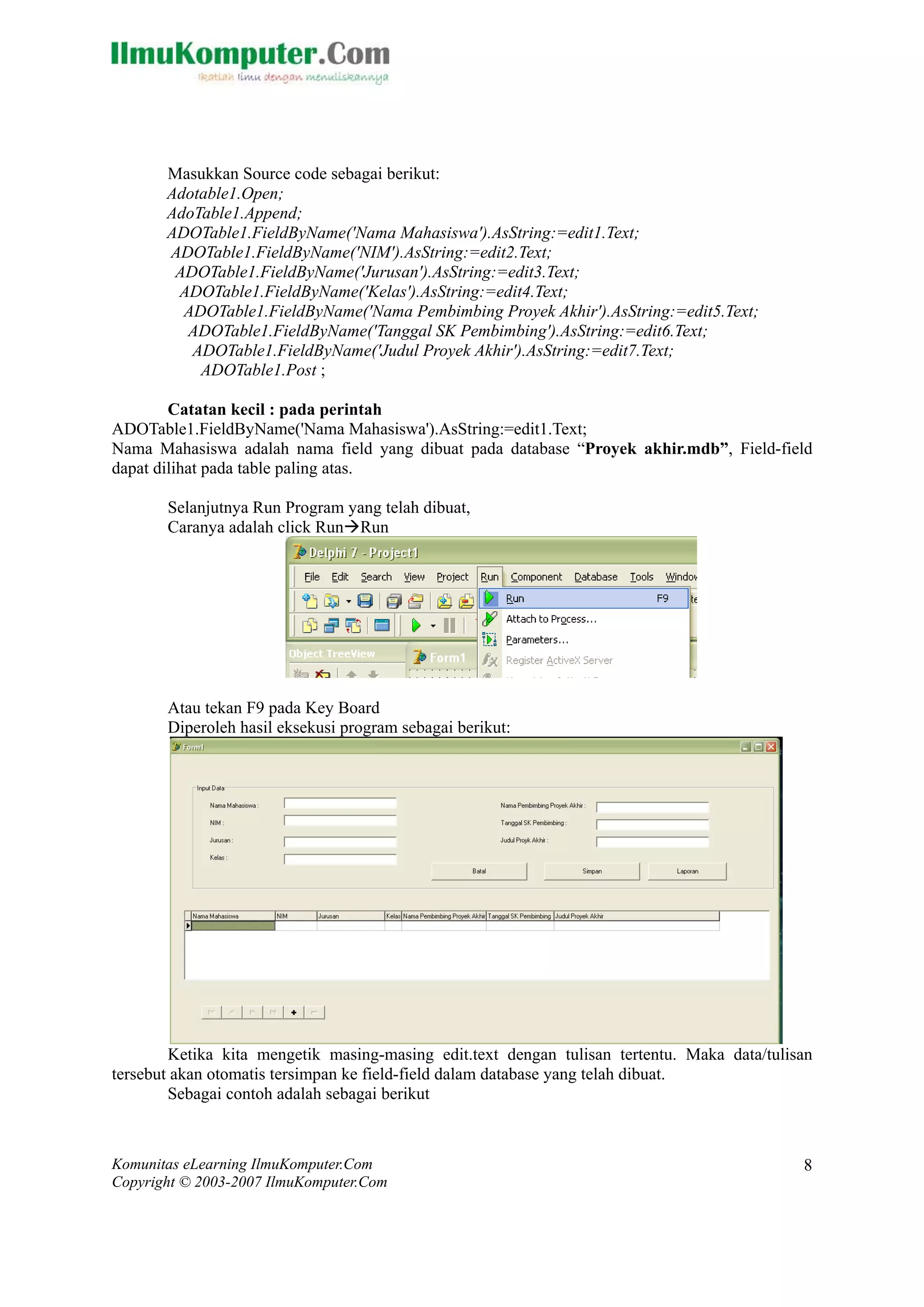 Delphi dengan ms access | PDF
