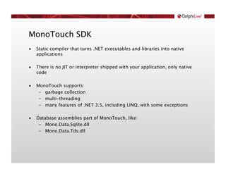Delphi Prism for iPhone/iPad and Linux with Mono and Monotouch | PDF