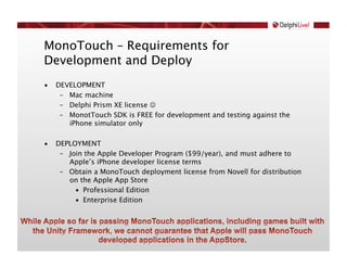 Delphi Prism for iPhone/iPad and Linux with Mono and Monotouch | PDF