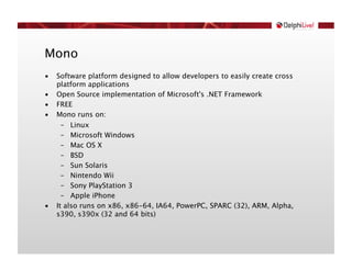 Delphi Prism for iPhone/iPad and Linux with Mono and Monotouch | PDF