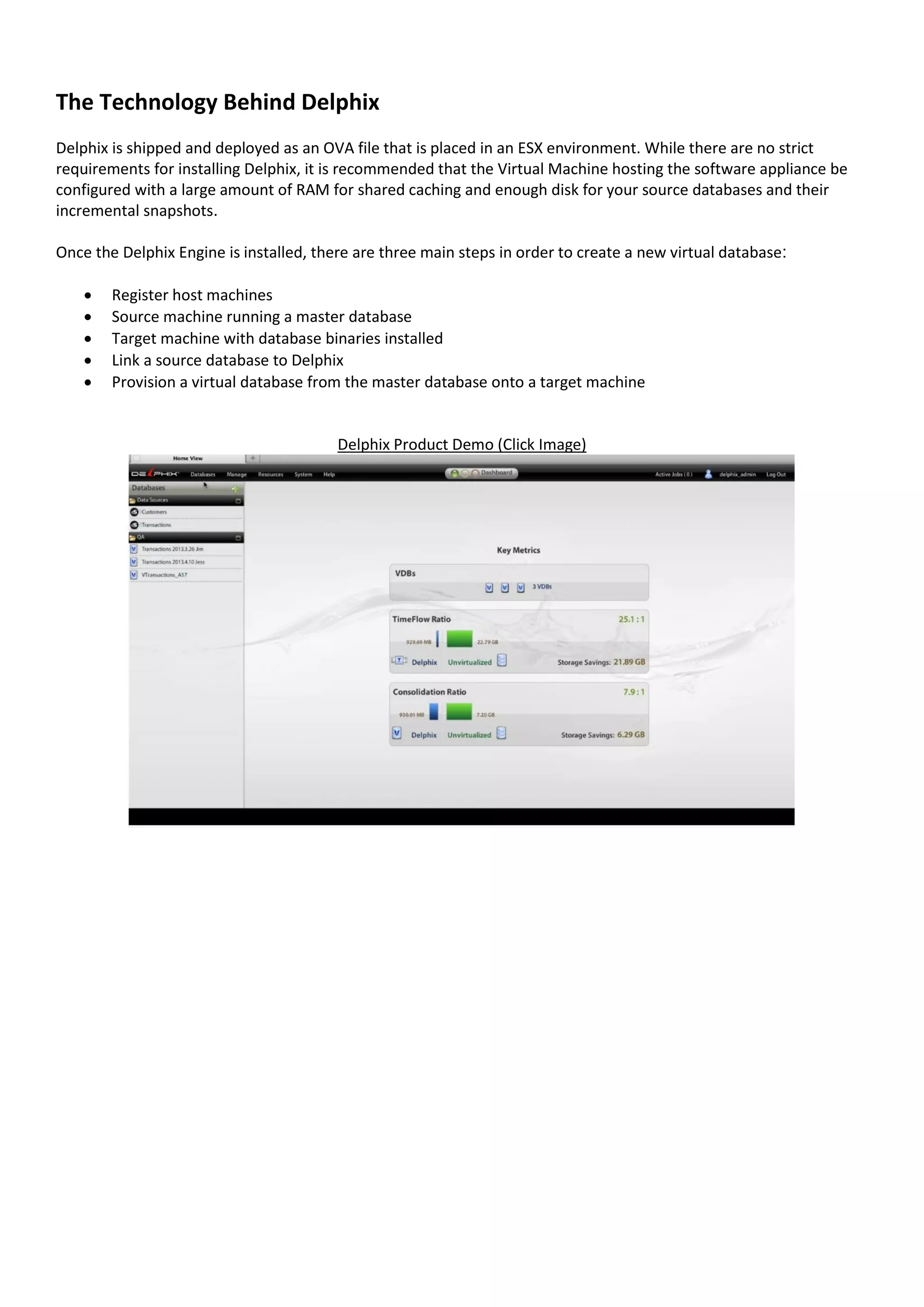 Delphix database virtualization v1.0 | PDF