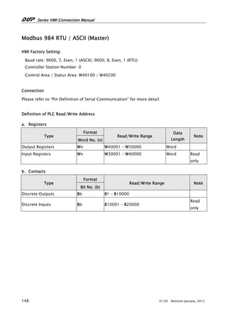 Delta hmi modbus 984 rtu-ascii-master | PDF