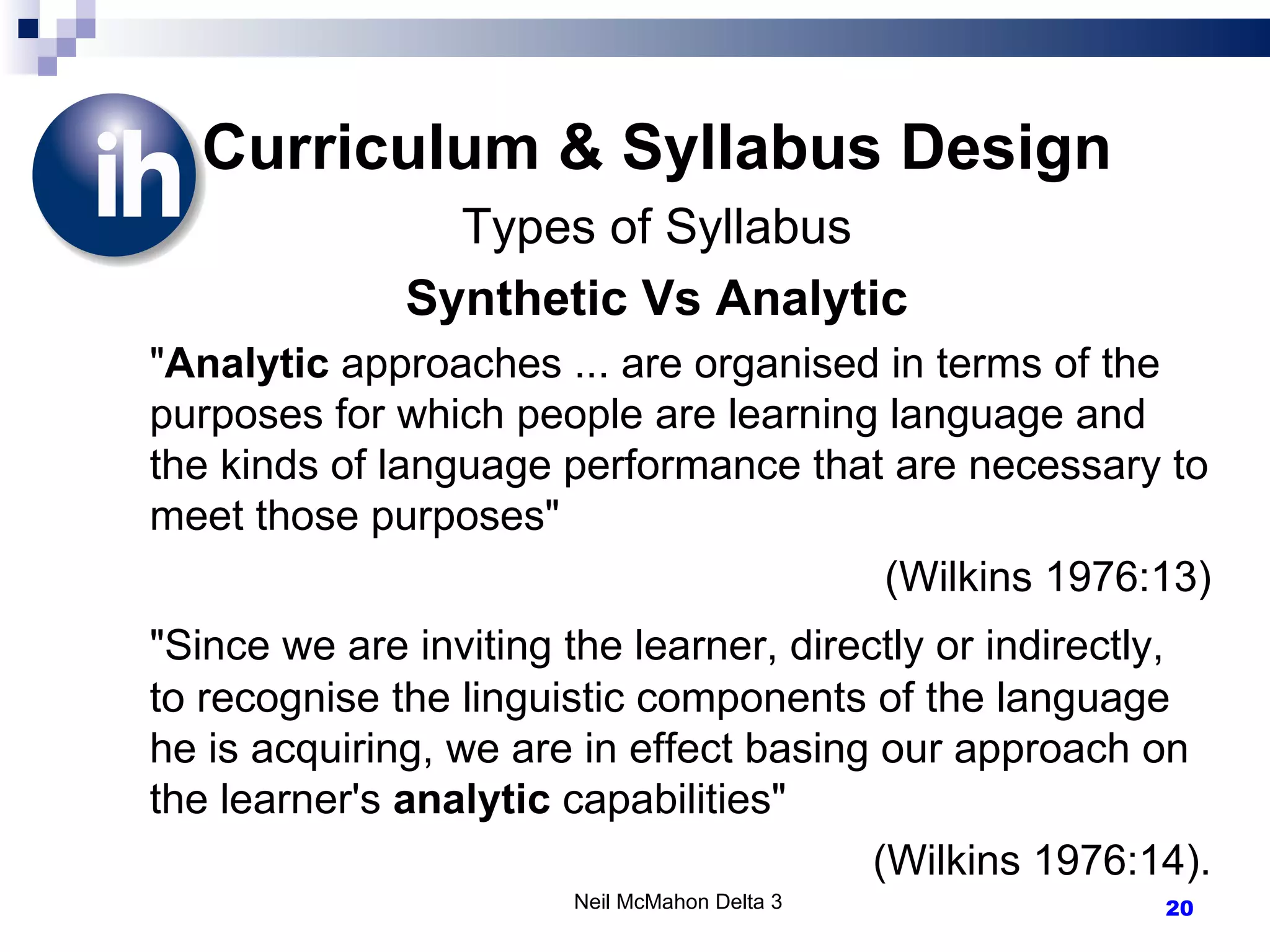 Delta 3 curriculum & syllabus design and course planning | PPT