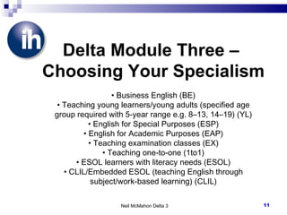 Delta 3 specialisms, learning styles, motivations | PPT