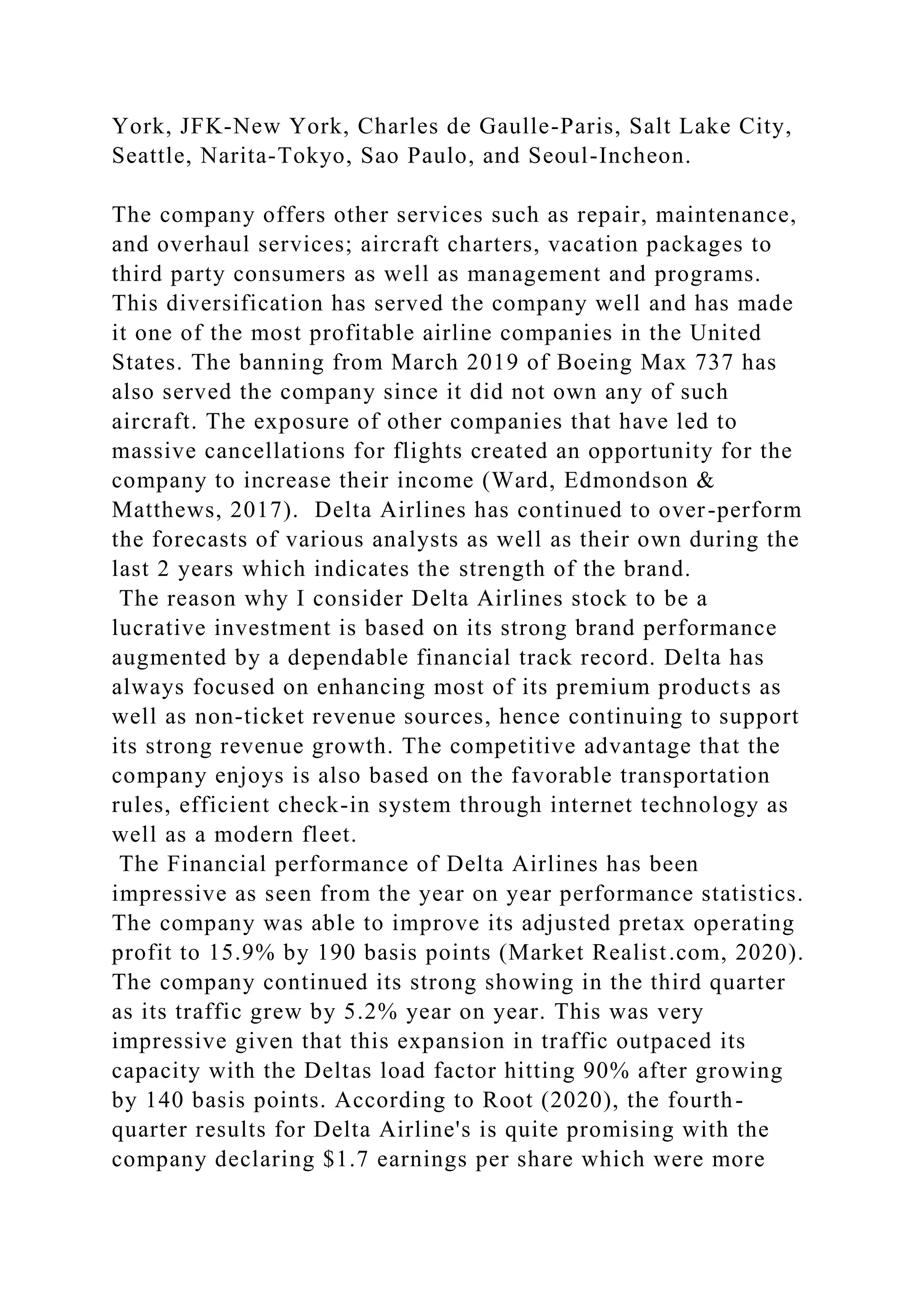 DELTA AIRLINES STOCK PERFORMANCE ANALYSIS 1DELTA AIRLINES ST.docx