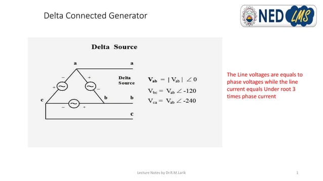 Delta connected generator lecture 1(b) | PDF