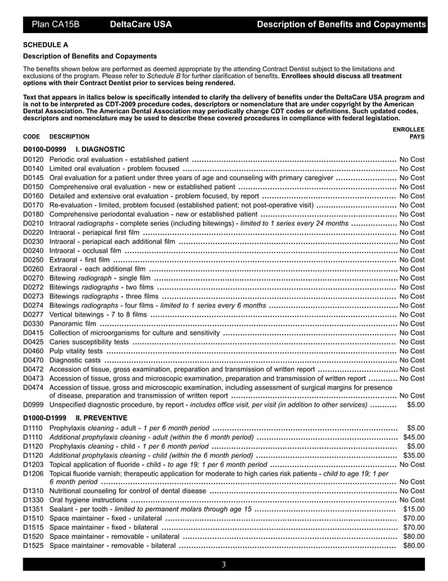 Delta-Dental Fee Schedule CA | PDF | Dental Health | Diseases and ...