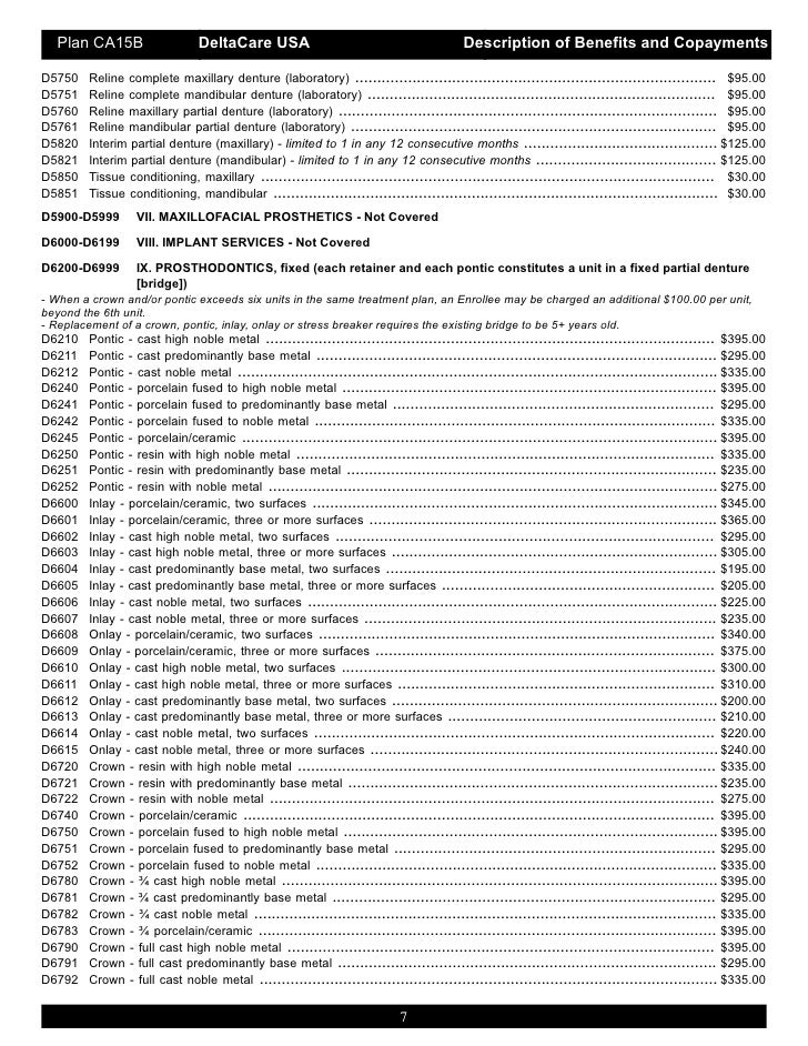Delta Dental Fee Schedule CA Delta Dental Fee Schedule CA