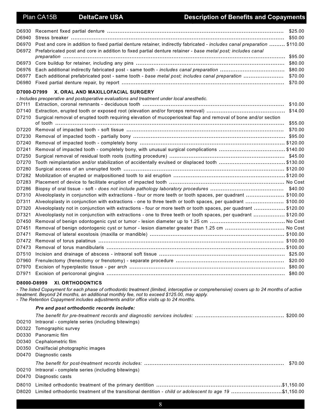 Delta Dental Fee Schedule CA Delta Dental Fee Schedule CA