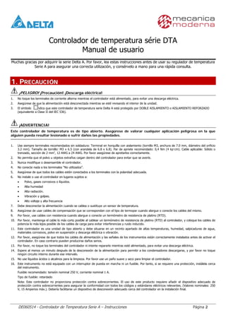 Delta dta controlador de temperatura - instrucciones | PDF