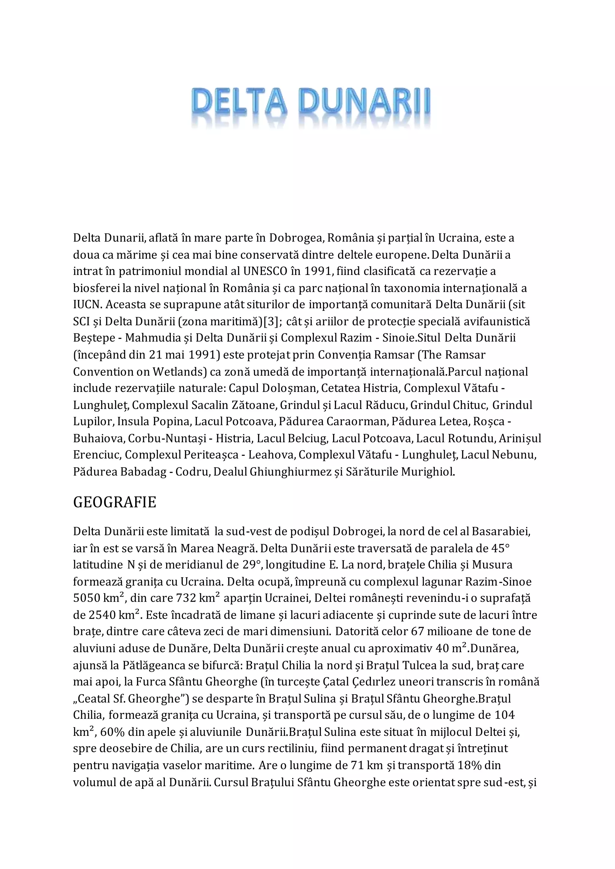 Delta dunarii | DOCX