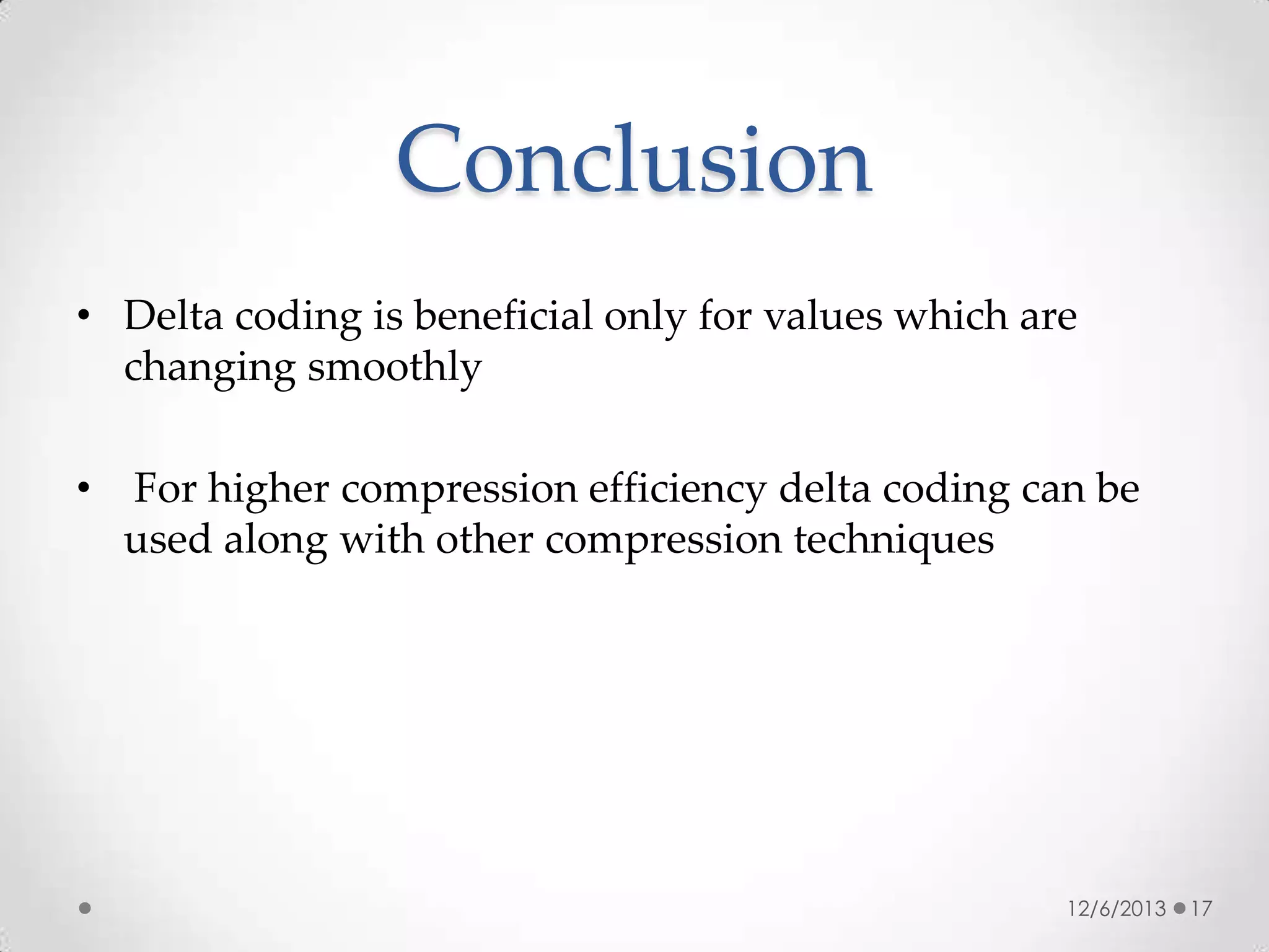 Delta encoding in data compression by Nisha Menon K studying mtech at fisat | PPSX