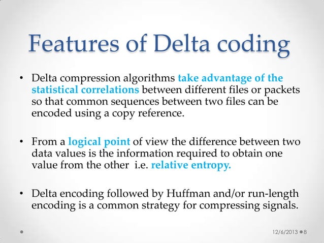 Delta encoding in data compression by Nisha Menon K studying mtech at fisat | PPSX | Data ...