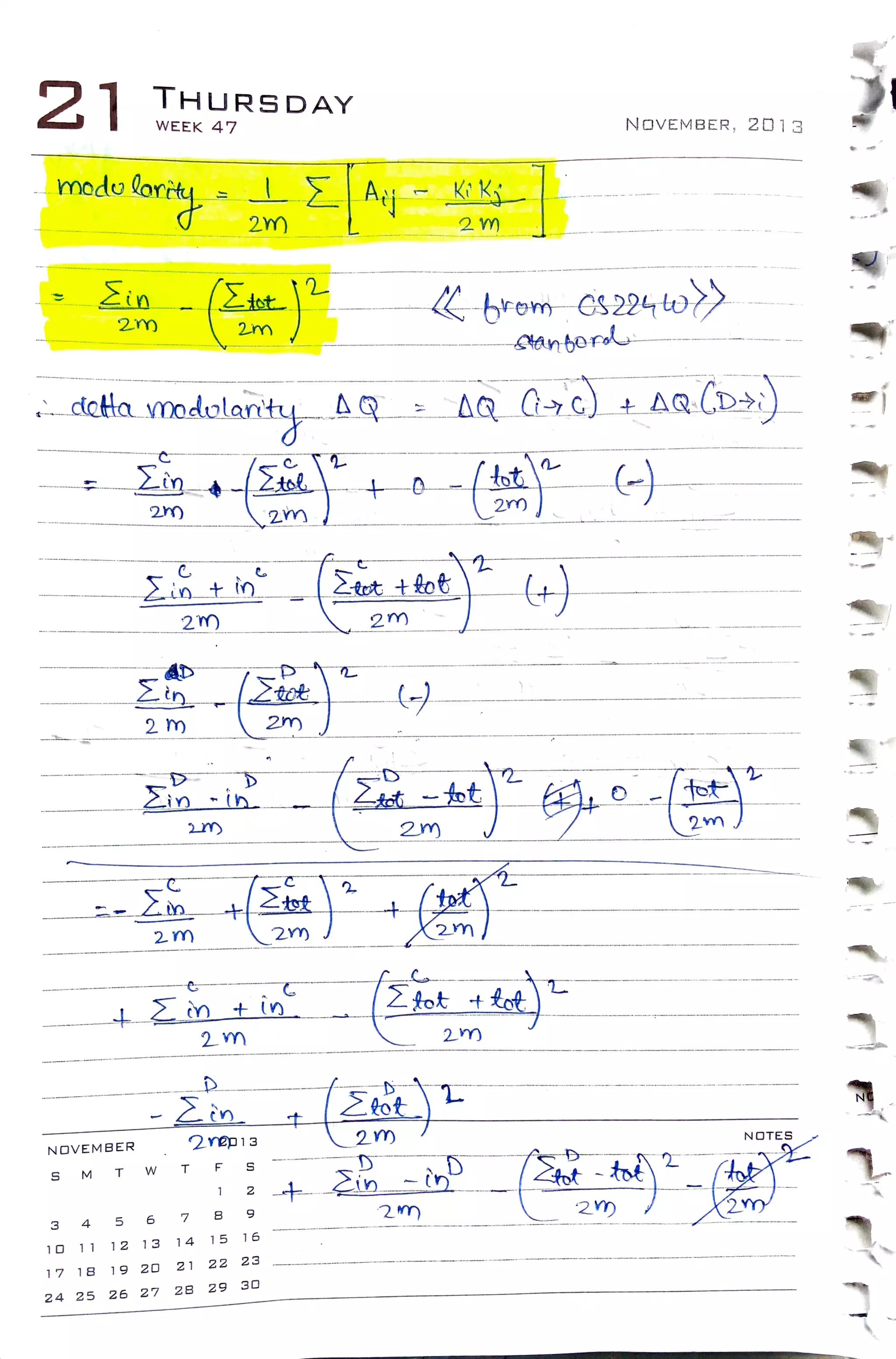 Delta Modularity Derivation Louvain Algorithm Notes Pdf