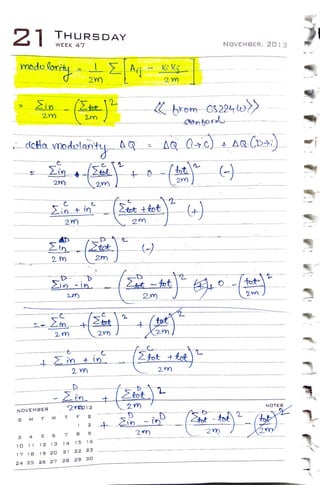 Delta modularity derivation (Louvain algorithm) : NOTES | PDF