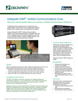 Deltapath frSIP® Unified Communications Core | PDF