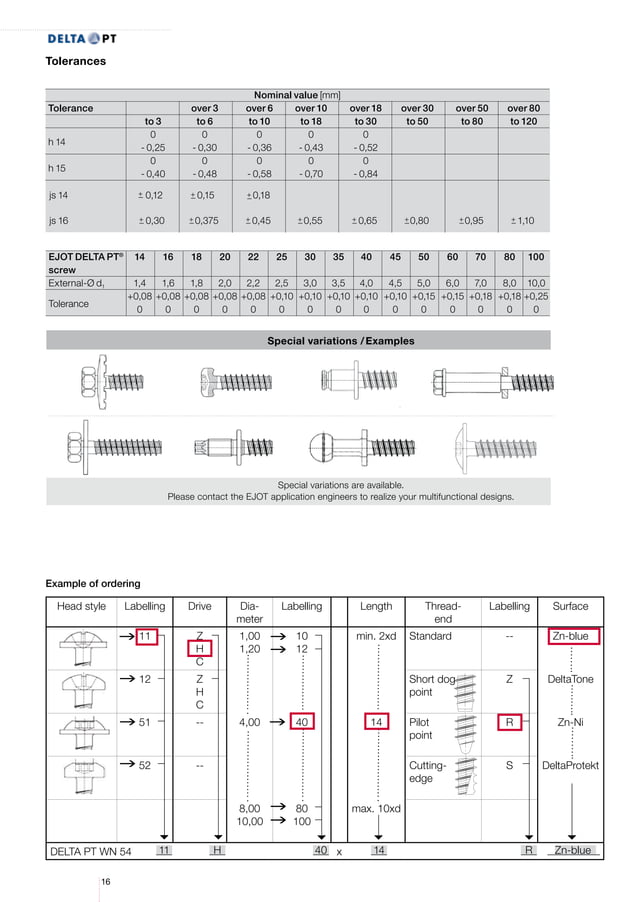 EJOT DELTA PT Catalogue | PDF | Physics | Science