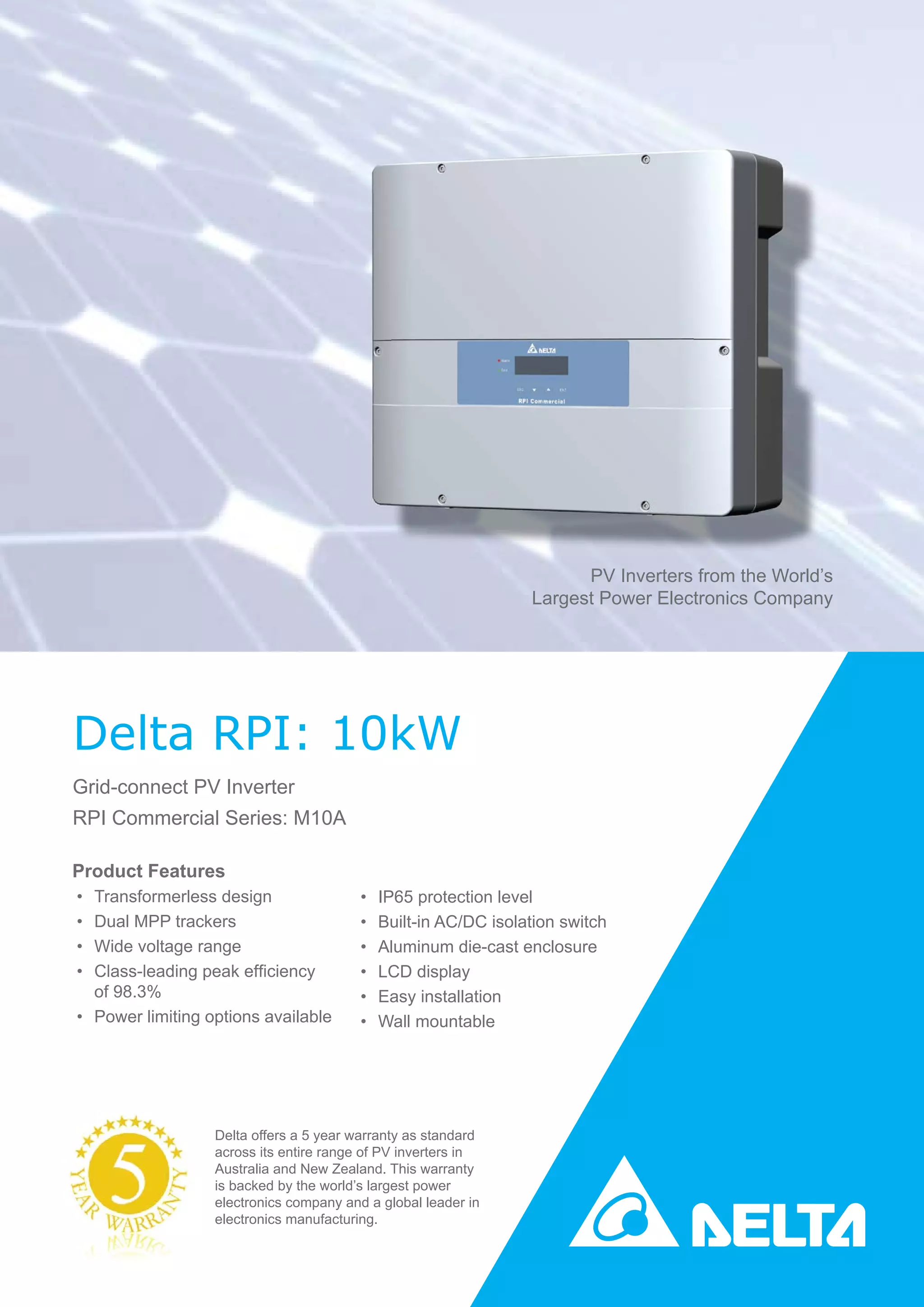 Delta RPI M10A Three Phase Commercial Inverter | PDF