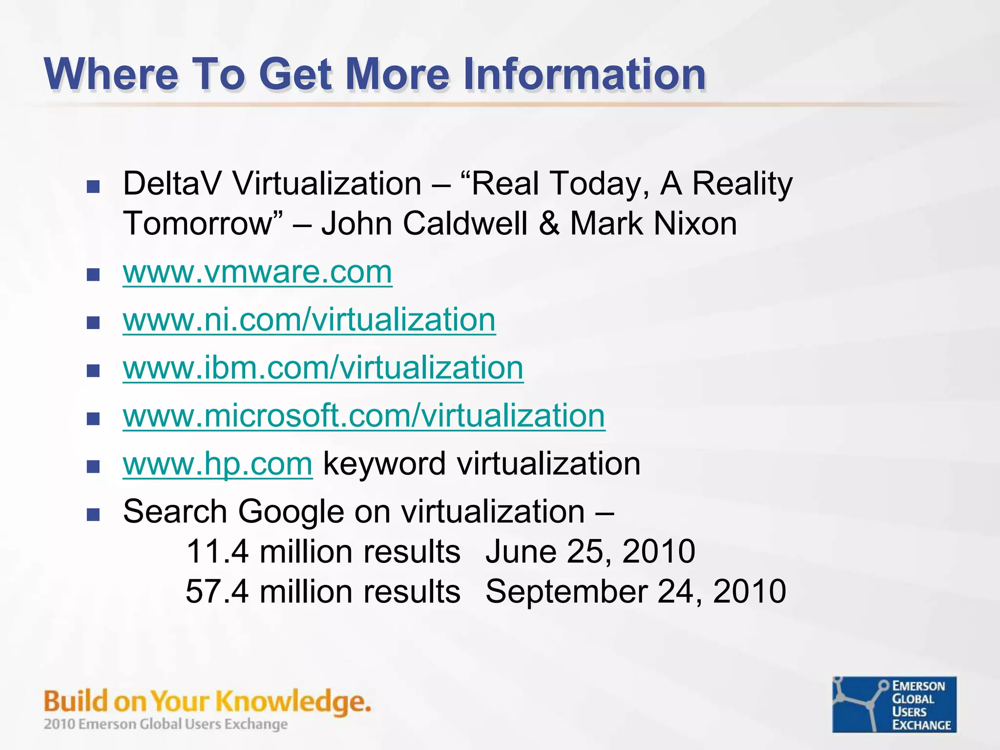 DeltaV Development Systems in a Virtualized Environment | PPT