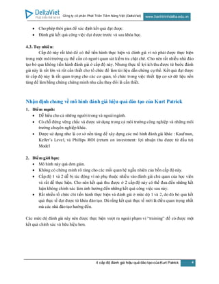 4 cấp độ đánh giá hiệu quả đào tạo - Kurt Patrick | PDF