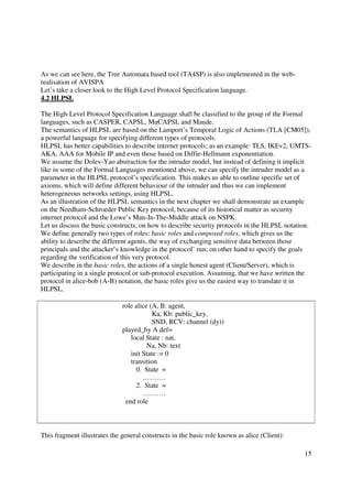 Automated Validation of Internet Security Protocols and Applications (AVISPA) | PDF