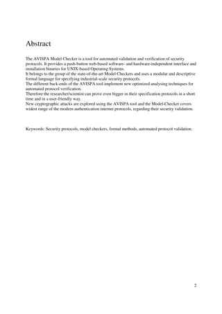 Automated Validation of Internet Security Protocols and Applications (AVISPA) | PDF