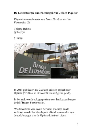 De Luxemburgse ondernemingen van Jeroen Piqueur | PDF