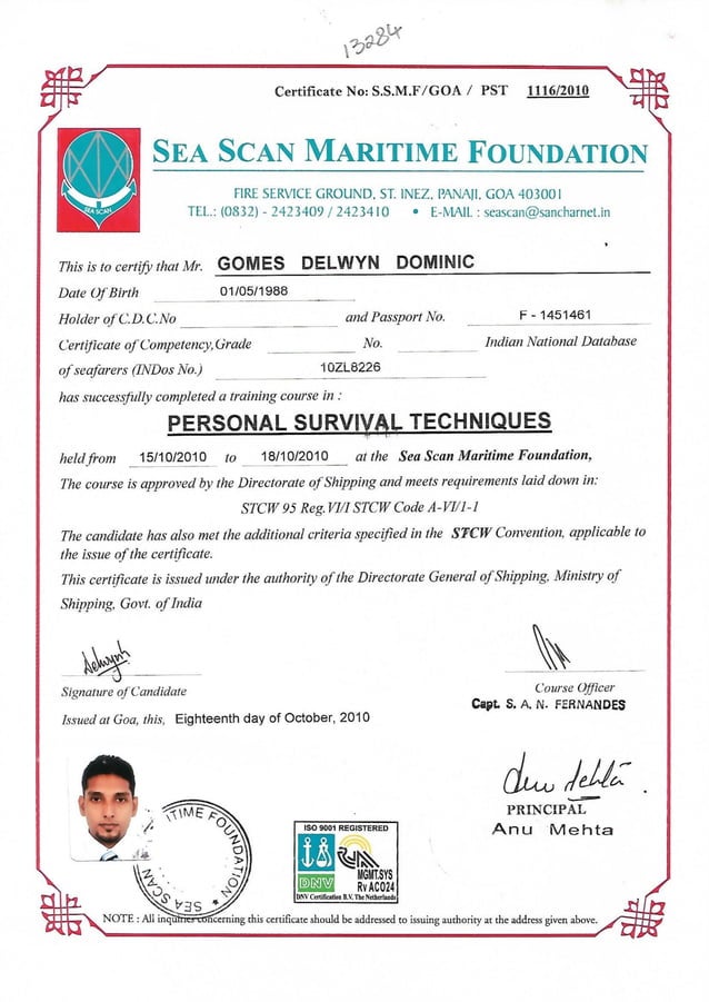 Delwyn certification safety-stcw-fpff_pssr_pst_efa | PDF
