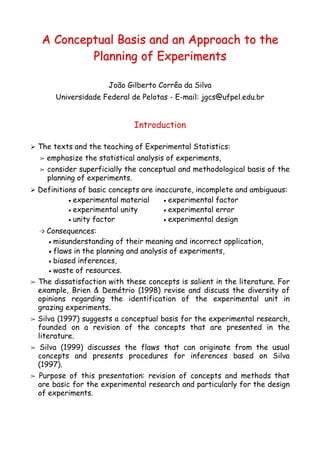 A Conceptual Basis and an Approach to the Planning of Experiments | PDF