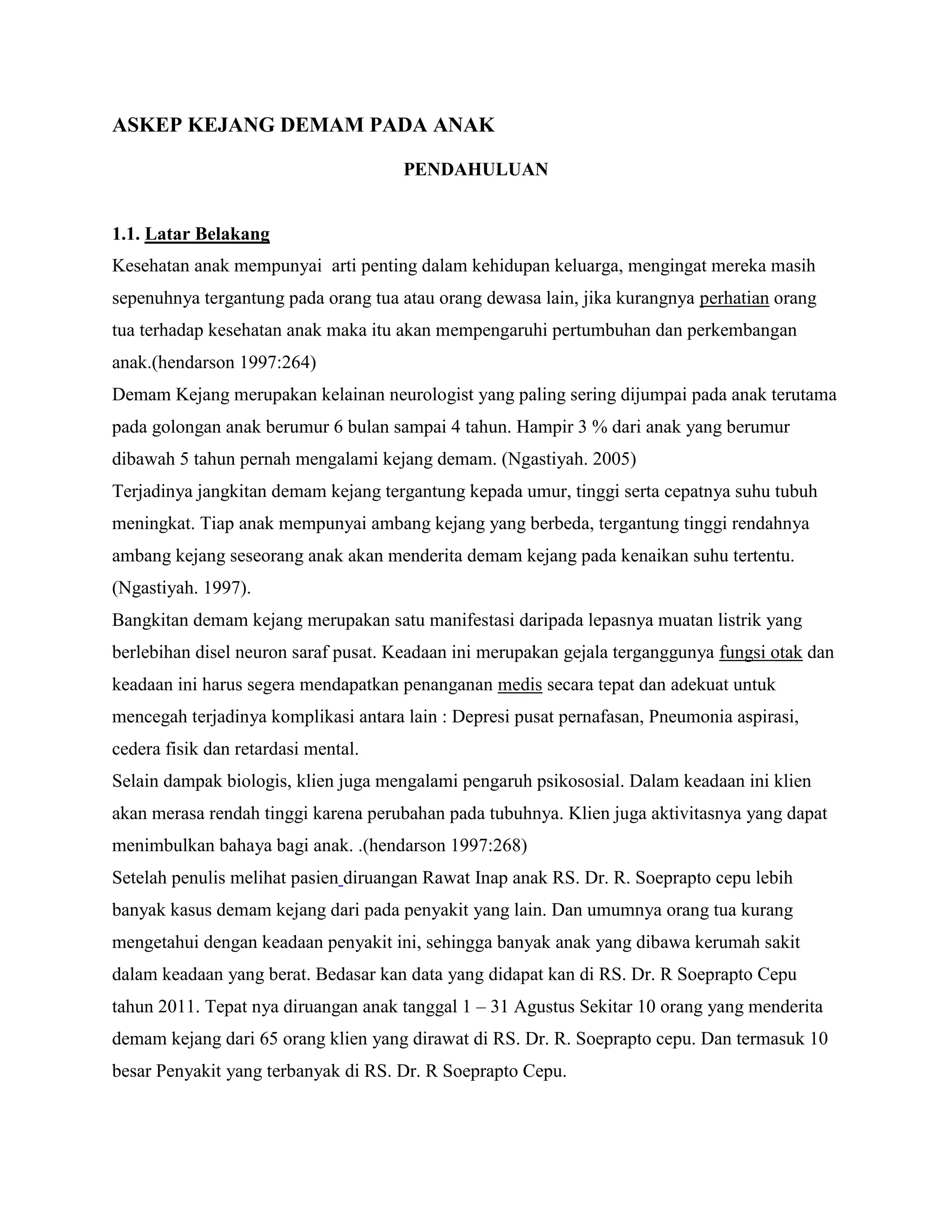 Demam pada anak | DOCX