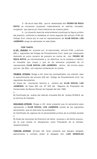 Demanda de precario (uda) | DOC