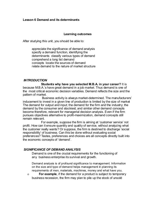 Demand Analysis Demand Analysis