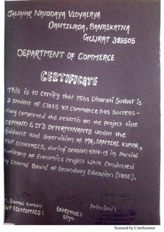 Demand and its Determinants - Economics Class 12 Project | PDF