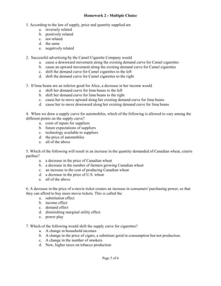 Demand and supply questions | PDF