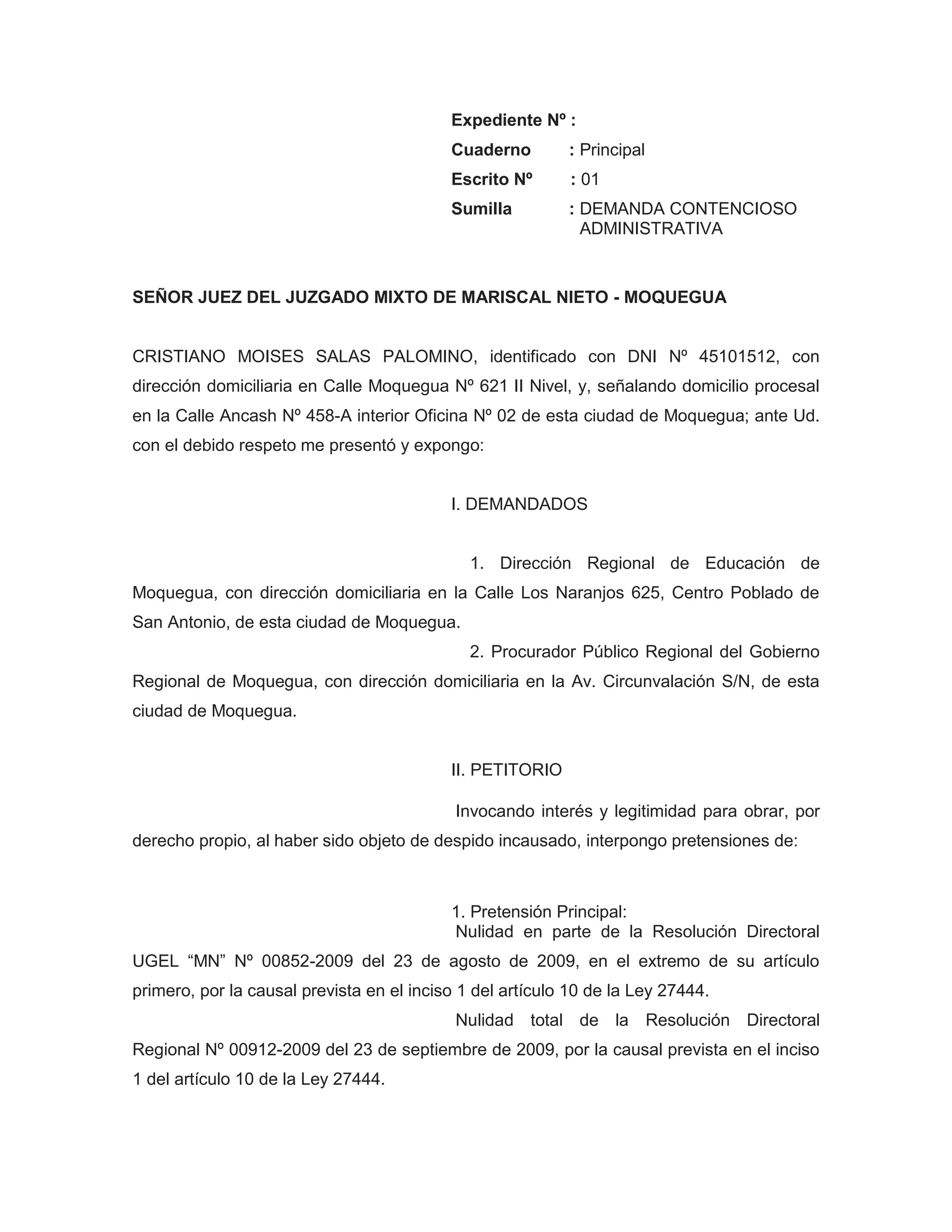 Demanda por subsidio de sepelio y luto | PDF