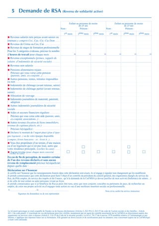 Formulaire de demande de RSA
