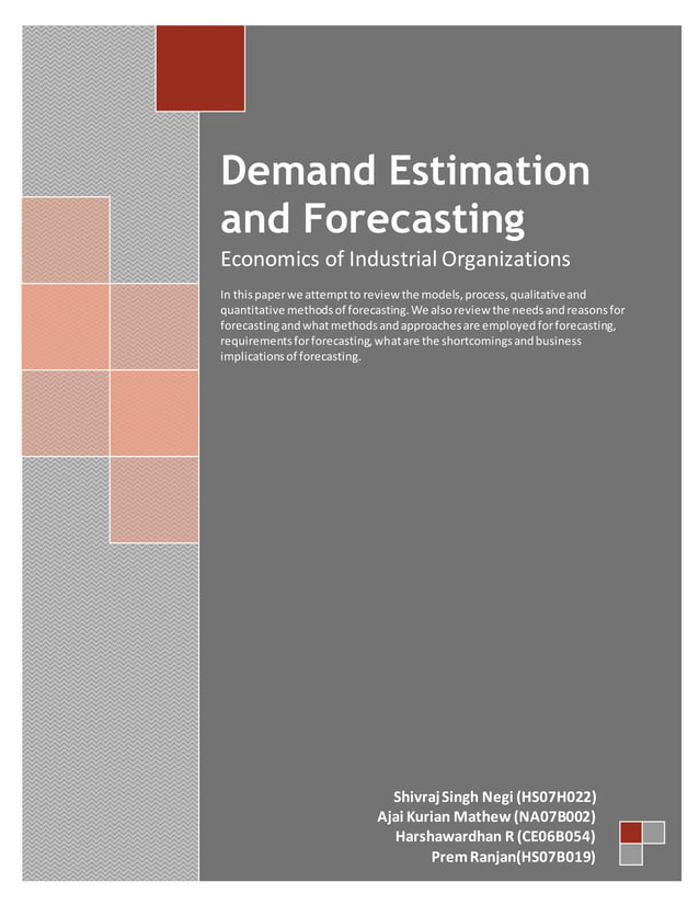 Demand estimation and forecasting | PDF