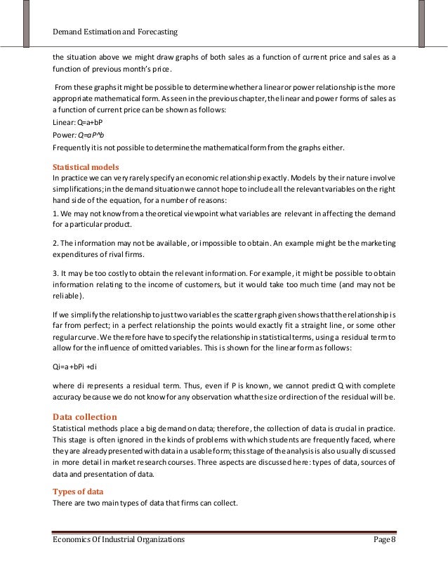 Demand estimation and forecasting