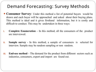 Demand Forecasting: Need, methods and technique of demand forecasting | PPTX