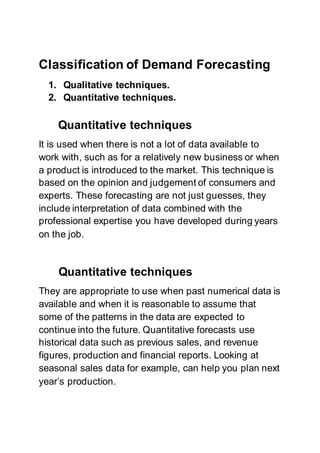 Demand forecasting | PDF