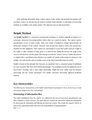 Demand forecasting with Delphi Method, Trend Projection Method and ...