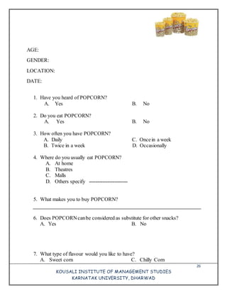 Demand forecasting of "POPCORN" in Hubli-Dharwad | DOCX